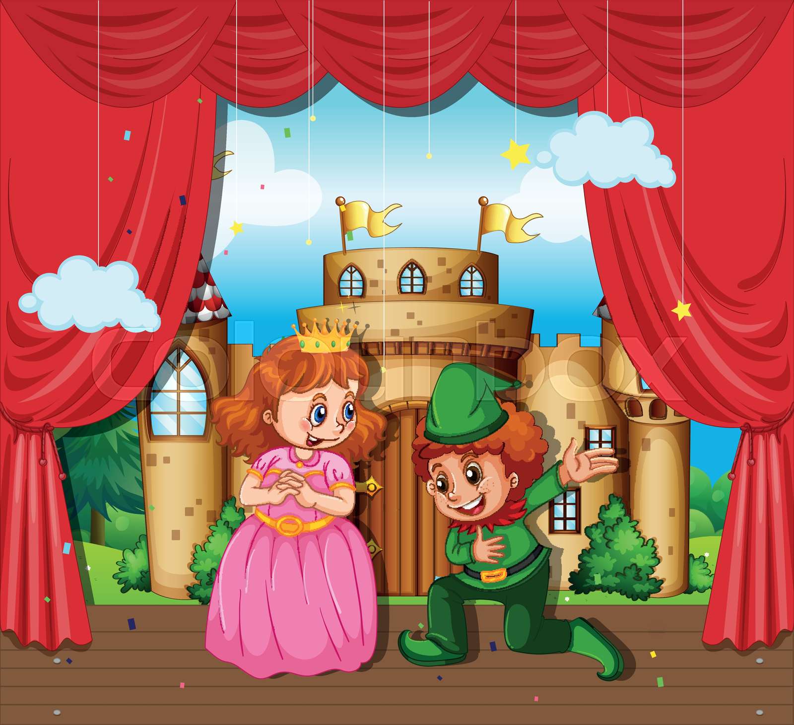 Kids acting on stage | Stock vector | Colourbox