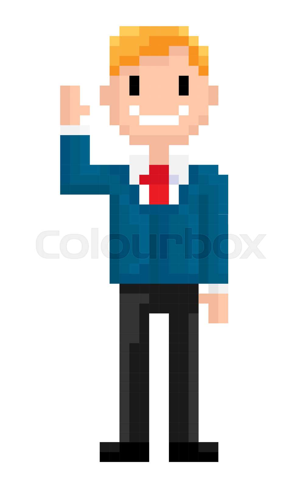 Pixel Character Man Waving Hand and Smiling Vector | Stock vector ...