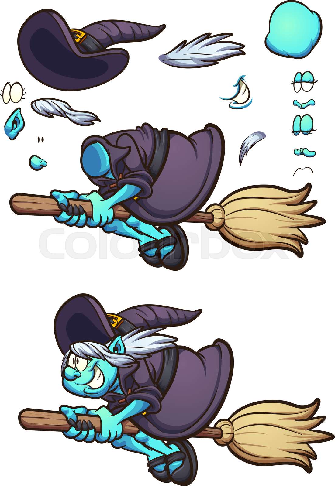 Flying witch | Stock vector | Colourbox