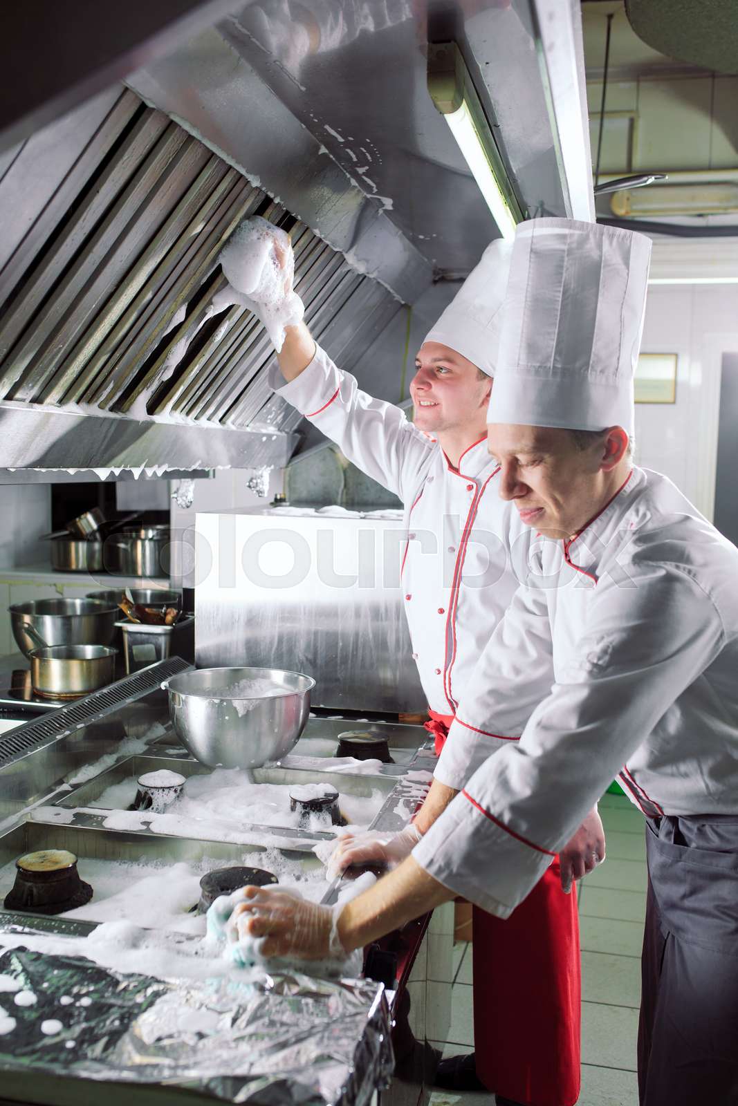 Sanitary day in the restaurant. Repeats wash your workplace. Cooks wash ...