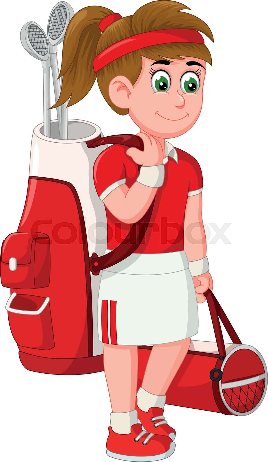 Funny Golf Girl Cartoon | Stock vector | Colourbox