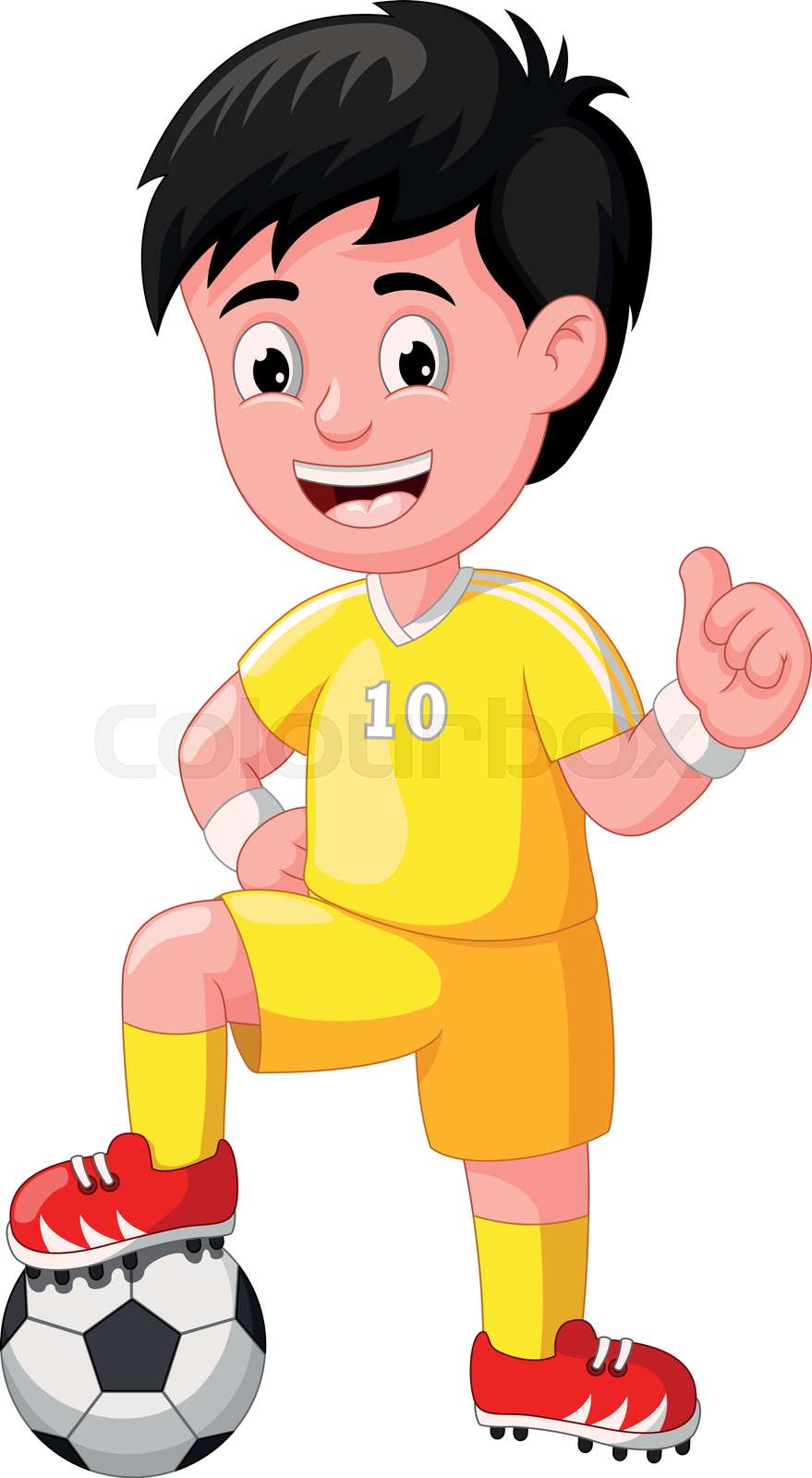 Funny Football Player in Yellow Uniform Cartoon | Stock vector | Colourbox