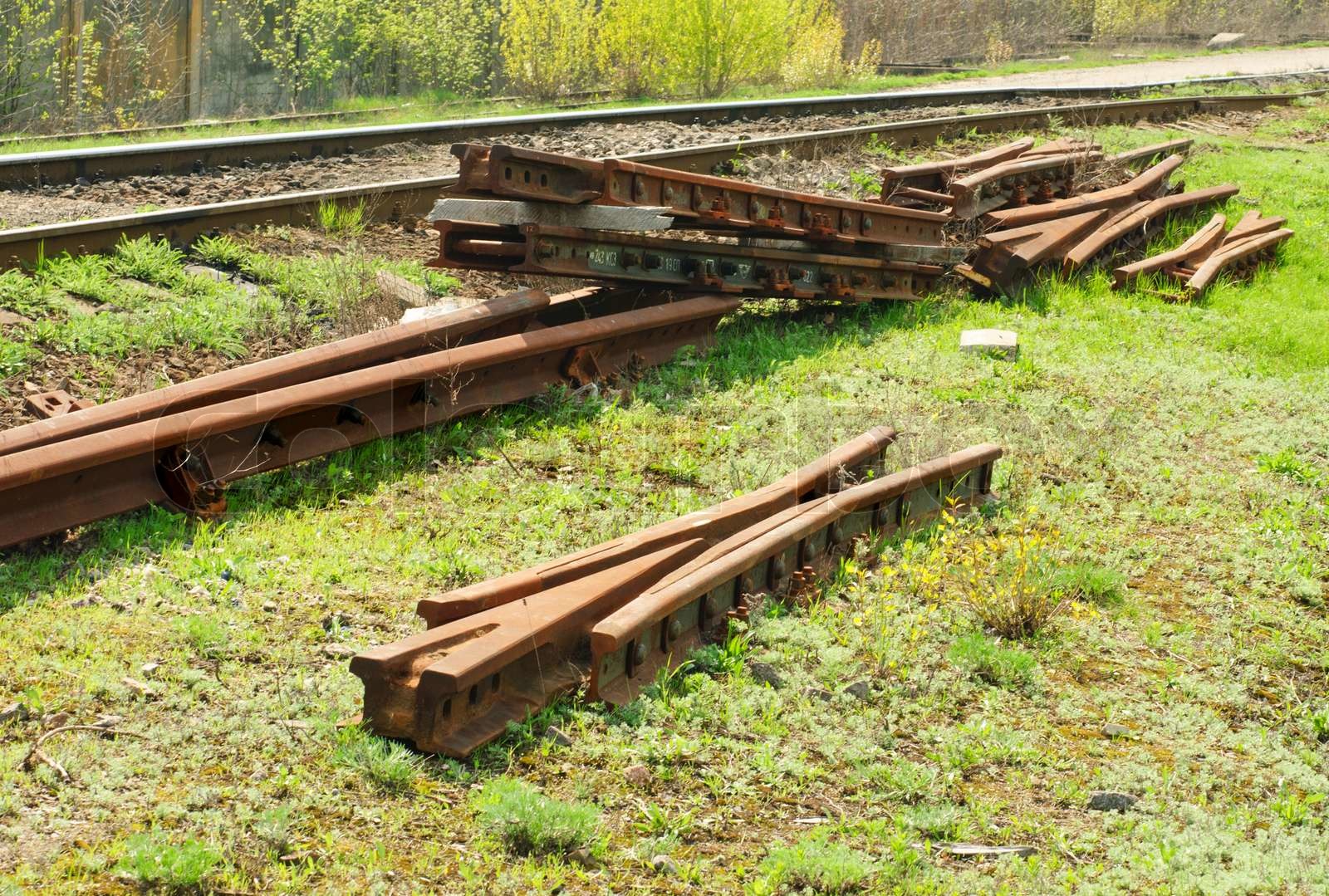 unidentified railroad tracks and railway points,switch | Stock image ...