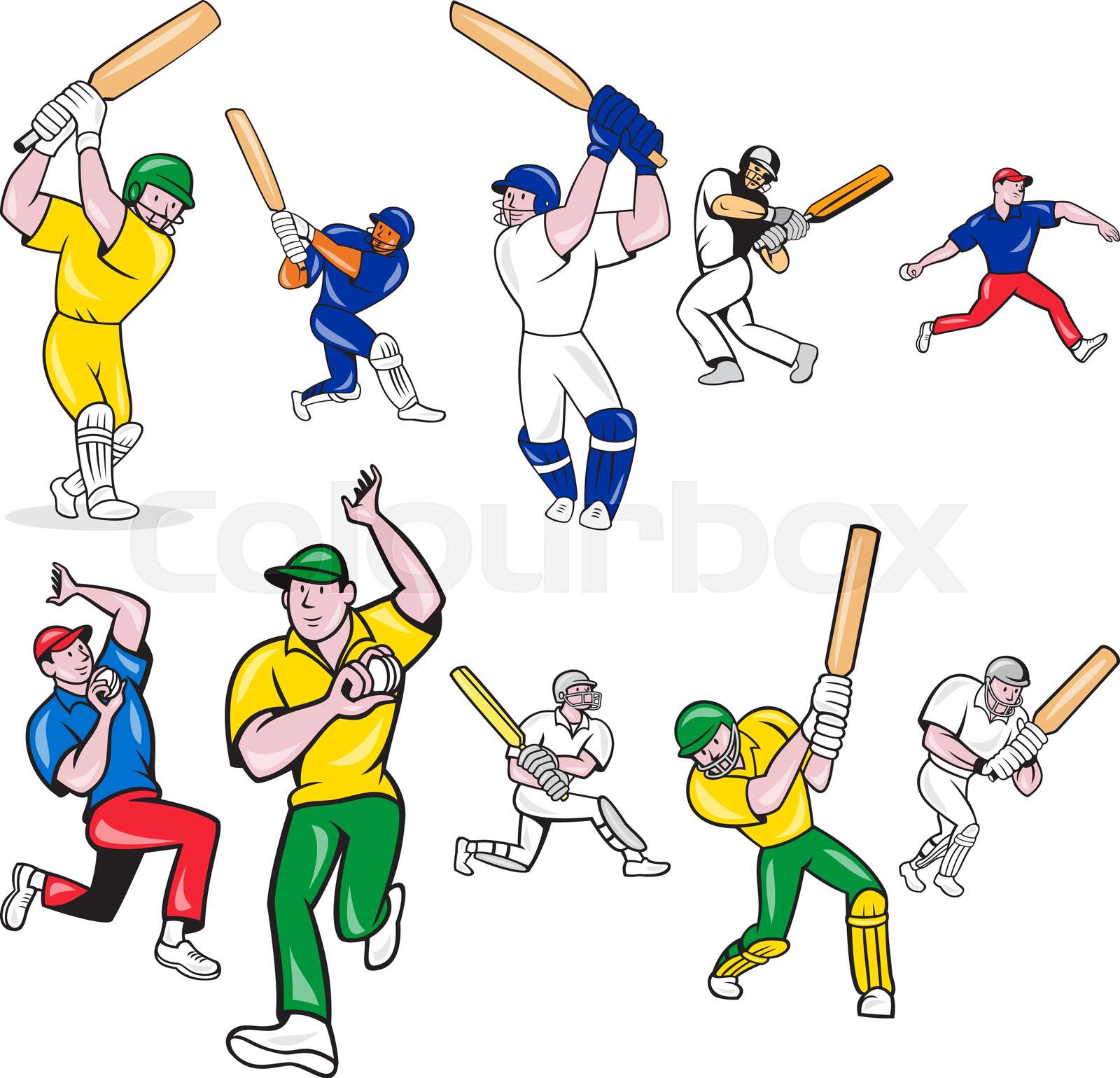 cricket-player-CARTOON-SET | Stock vector | Colourbox