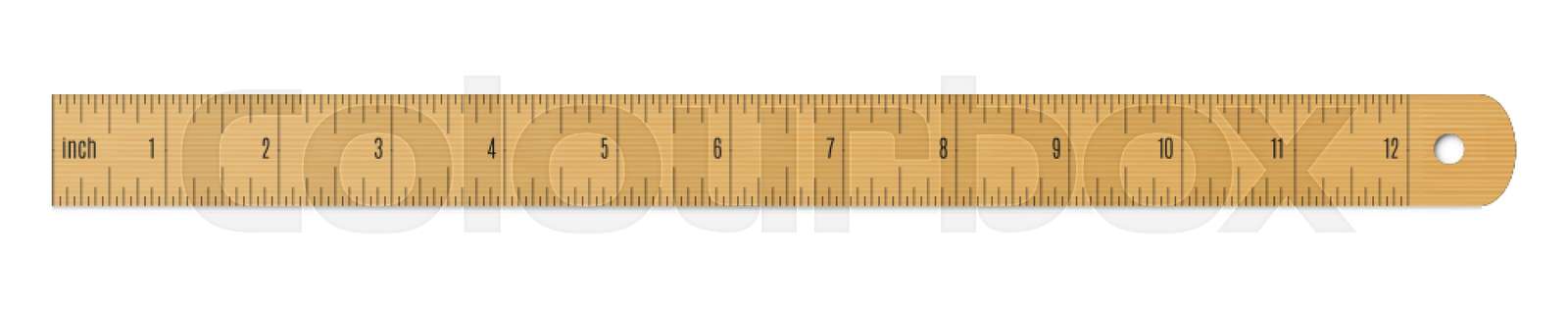Engineer or architect wooden drafting ruler with an imperial units ...