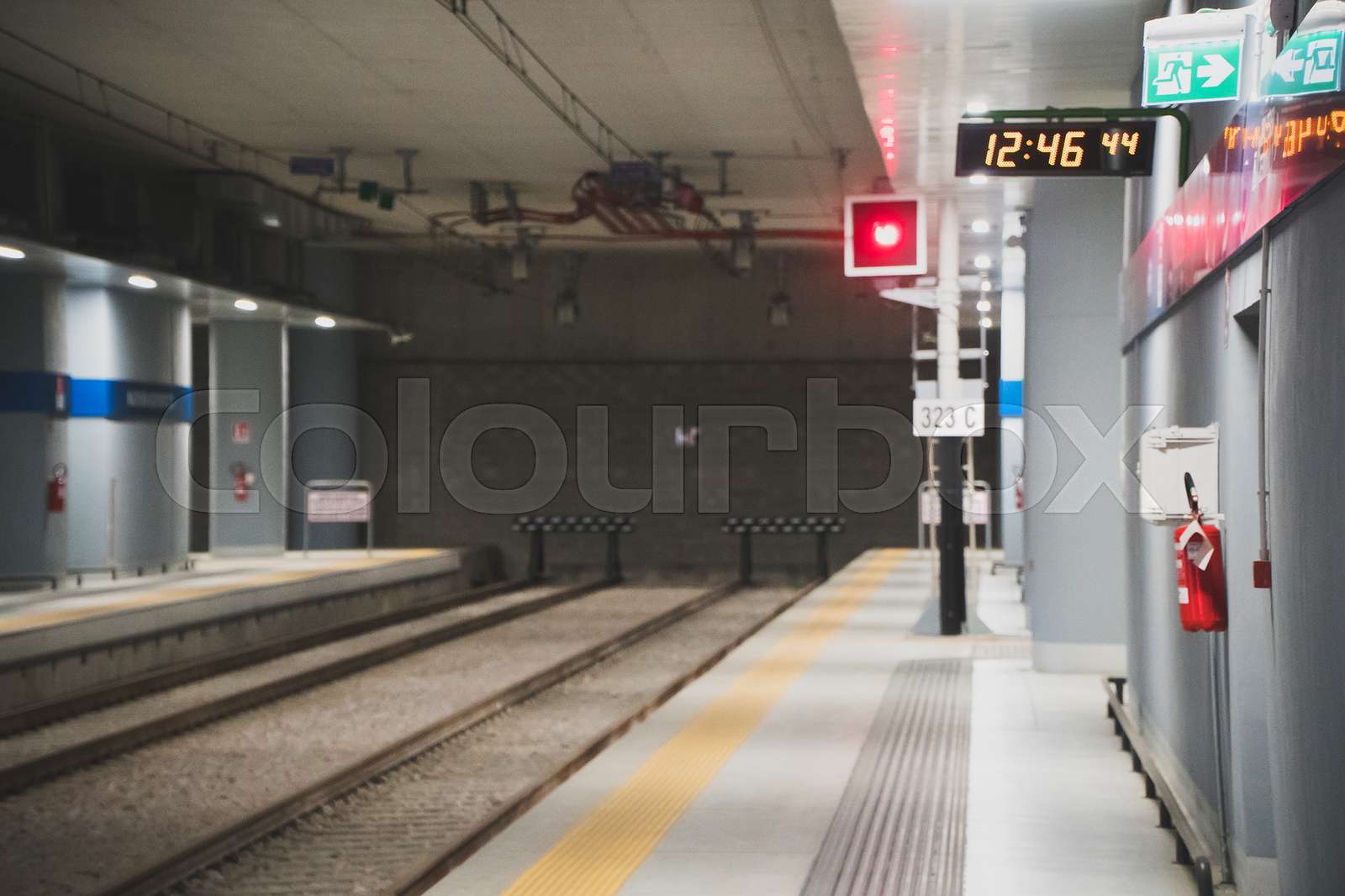Interior of underground airport train station. | Stock image | Colourbox