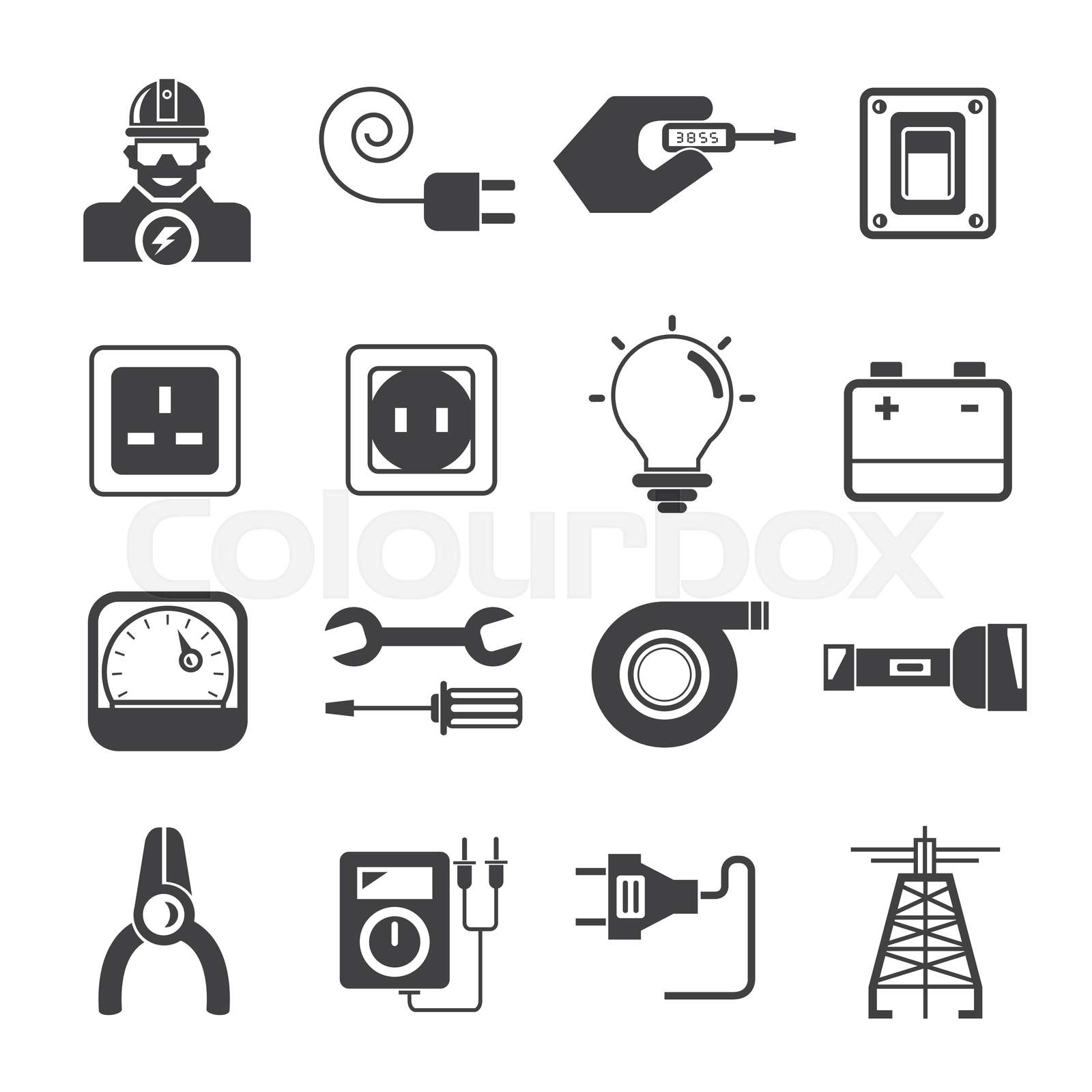 electricity icons | Stock vector | Colourbox