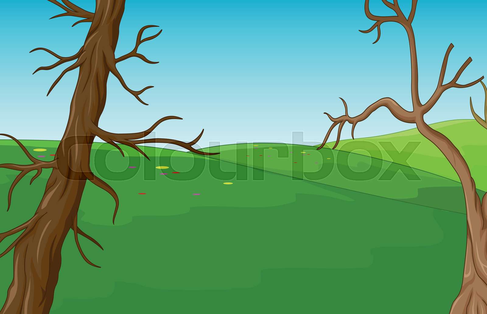 Funny Landscape Cartoon | Stock vector | Colourbox