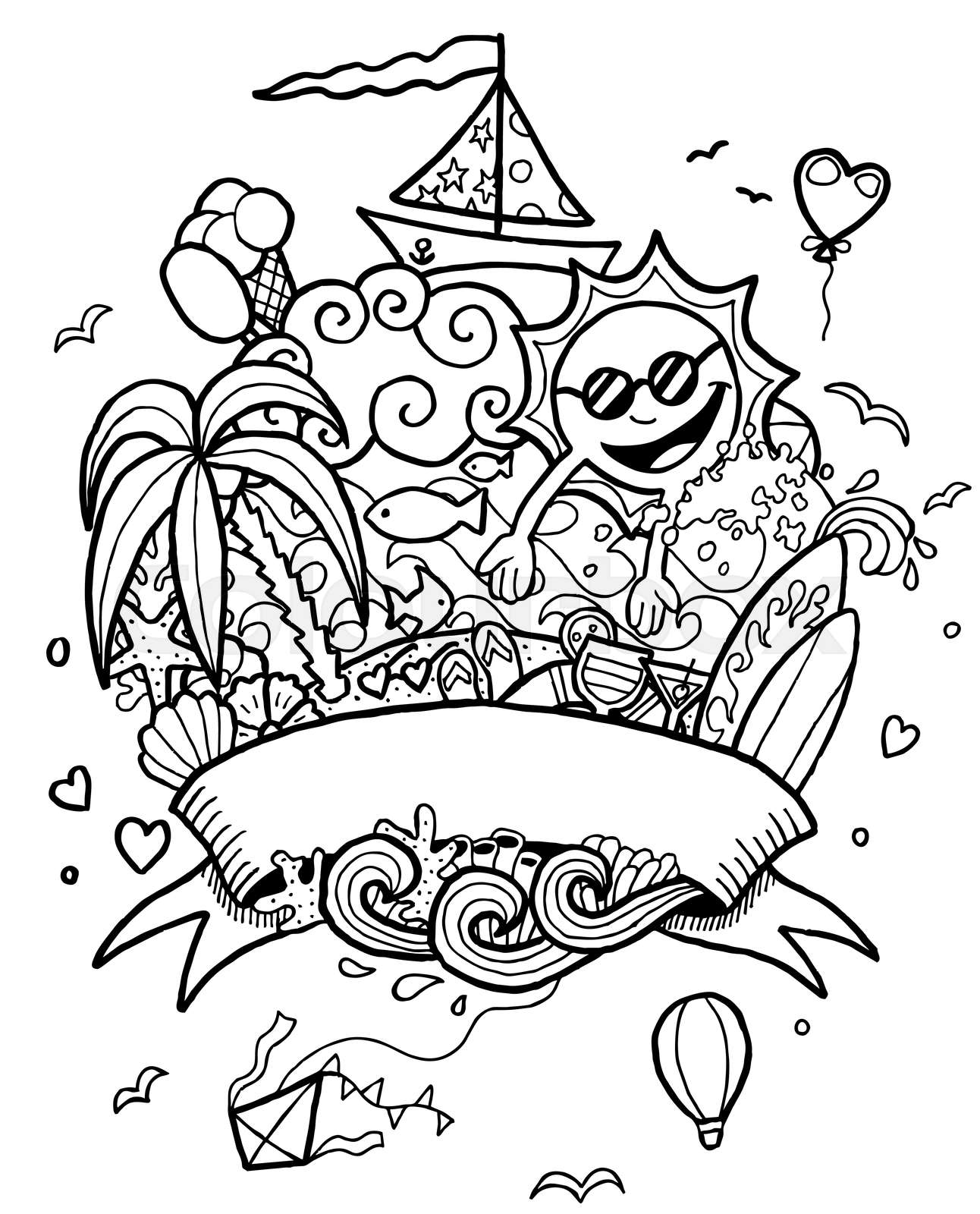Summer Doodle Line Art | Stock vector | Colourbox