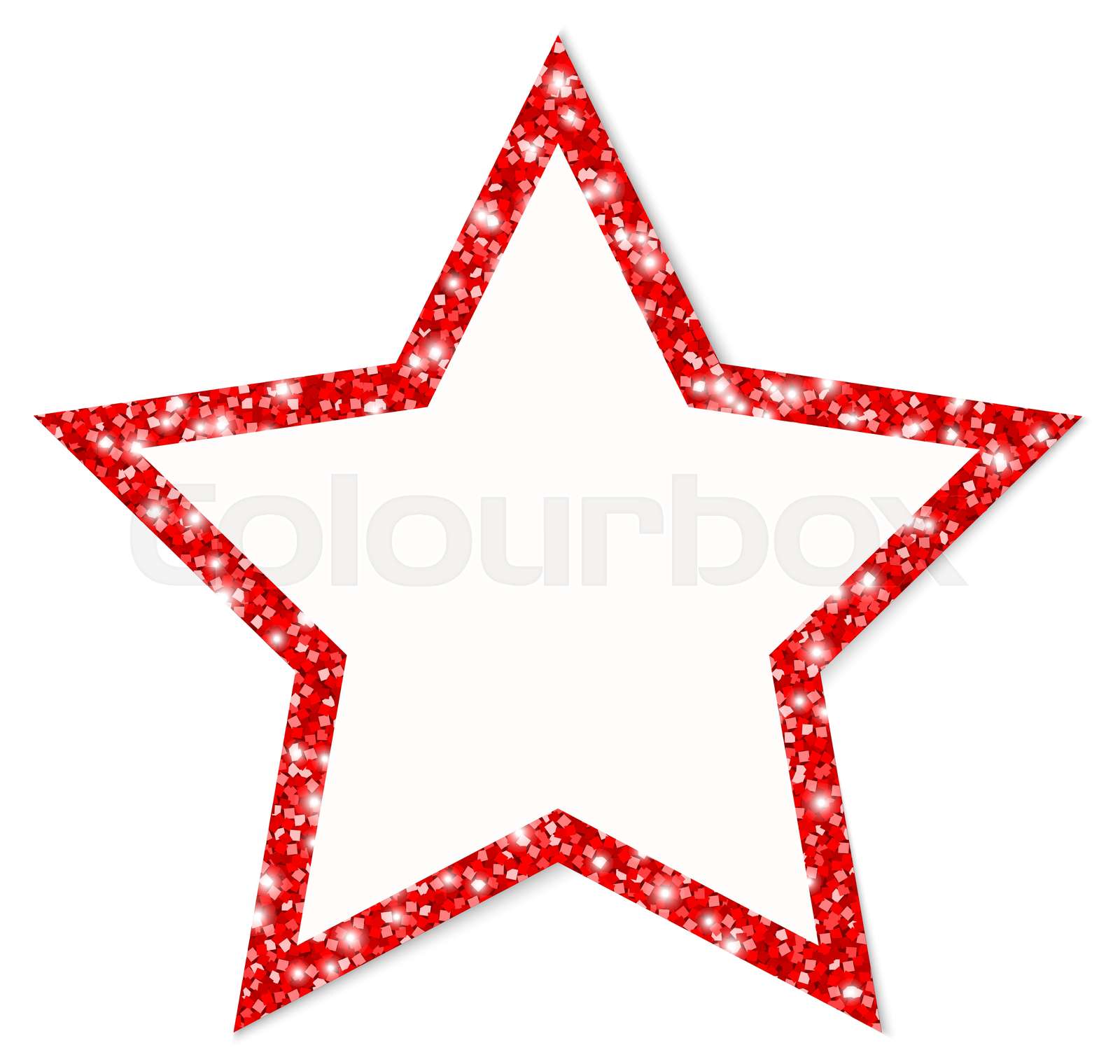 Einzelner Roter Stern Rahmen Glitzer Und Glanz | Stock-Vektor | Colourbox