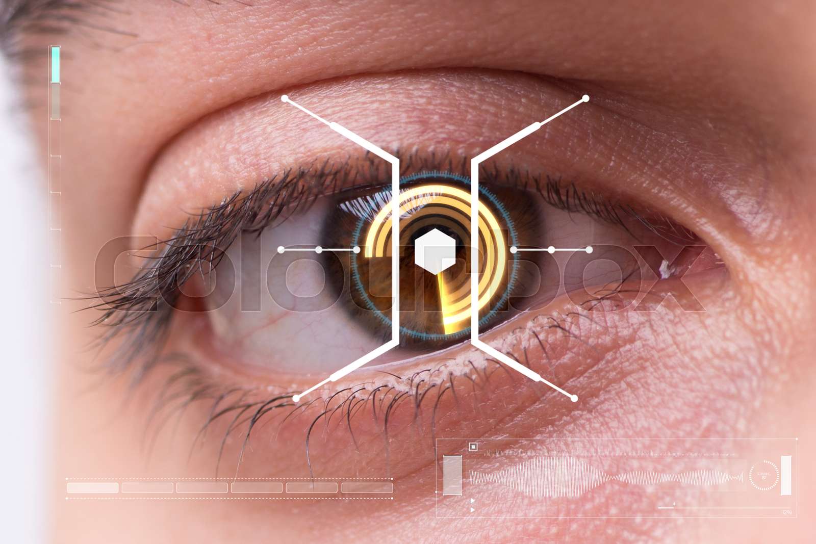 Concept of sensor implanted into human eye | Stock image | Colourbox