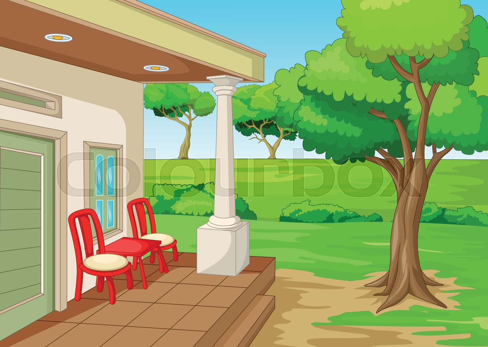 Funny Terrace Cartoon | Stock vector | Colourbox