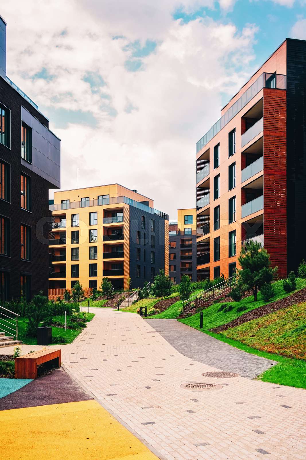 Complex of European residential apartment buildings | Stock image ...