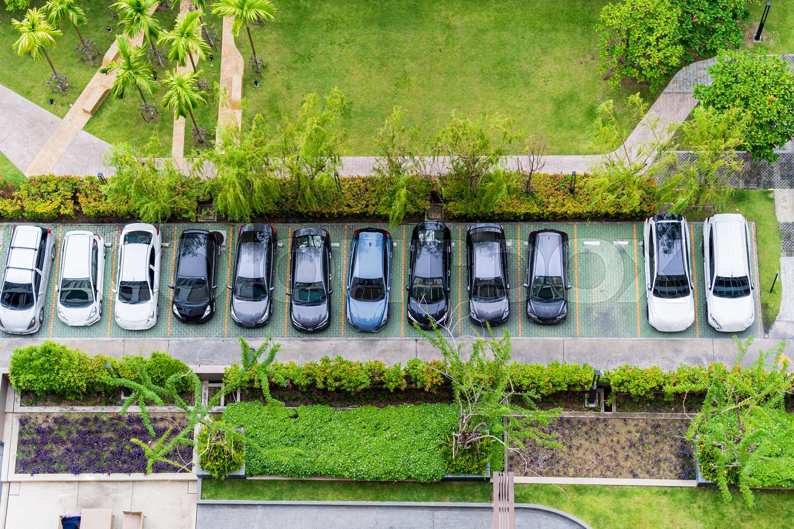 Aerial top view of the parking lot | Stock image | Colourbox