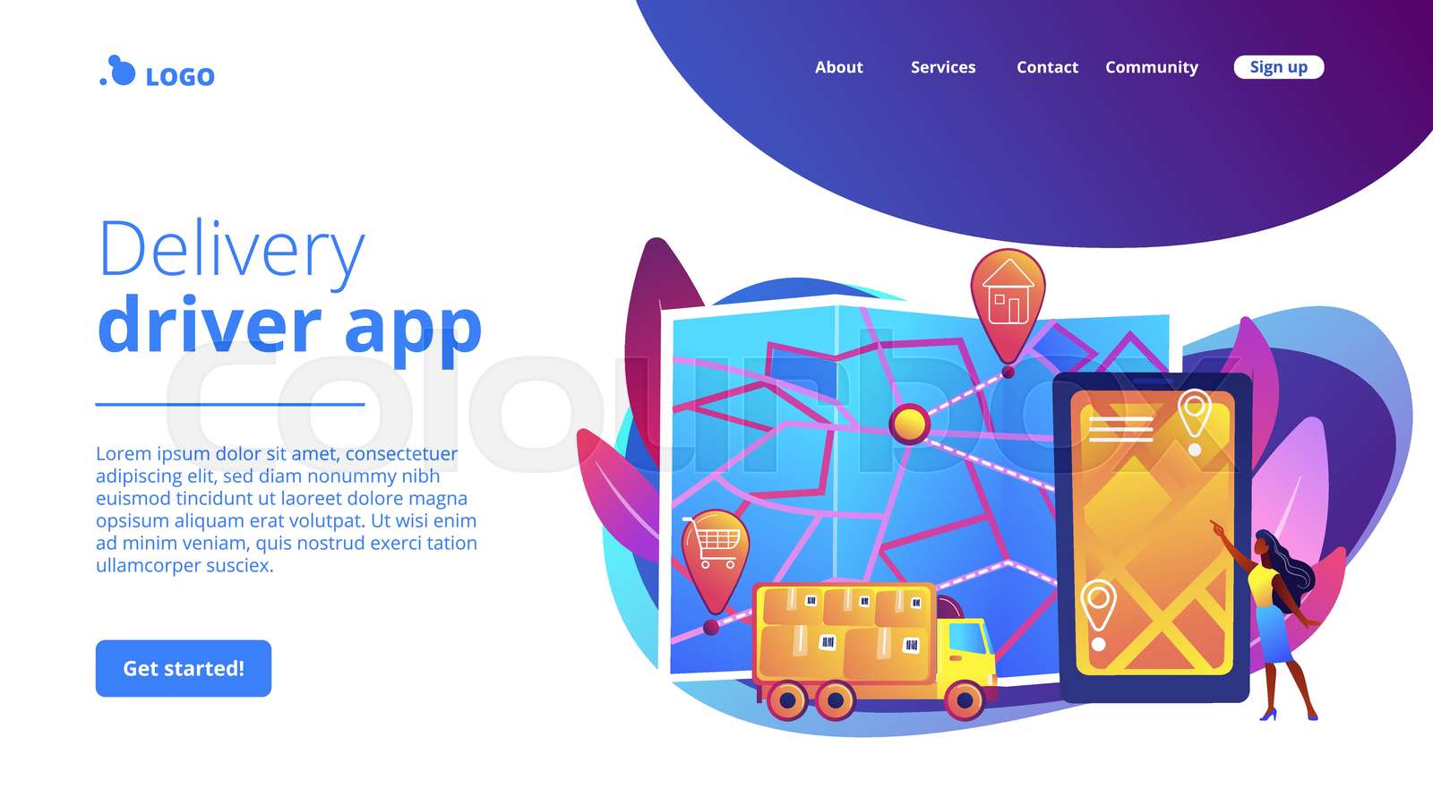 Delivery point concept landing page | Stock vector | Colourbox