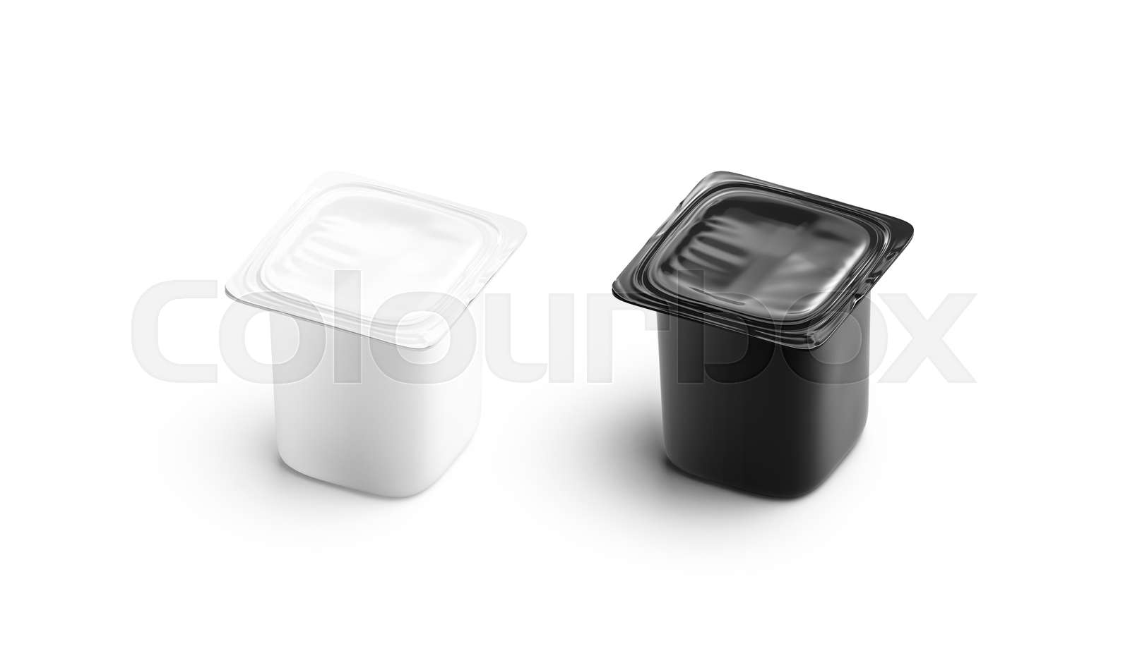 Blank black and white yogurt box with foil lid mockup | Stock image ...