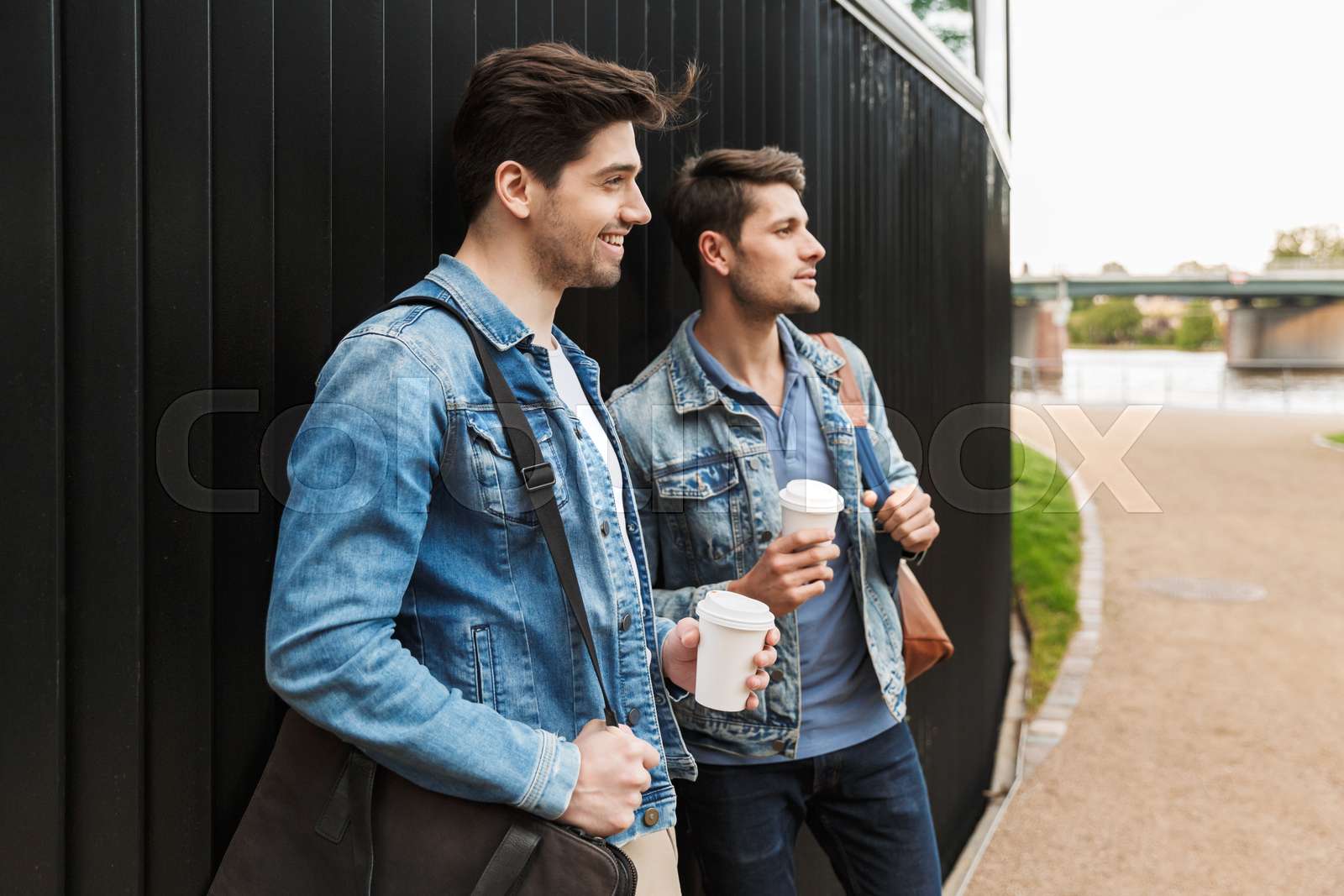 Two smiling young men friends dressed casually | Stock image | Colourbox