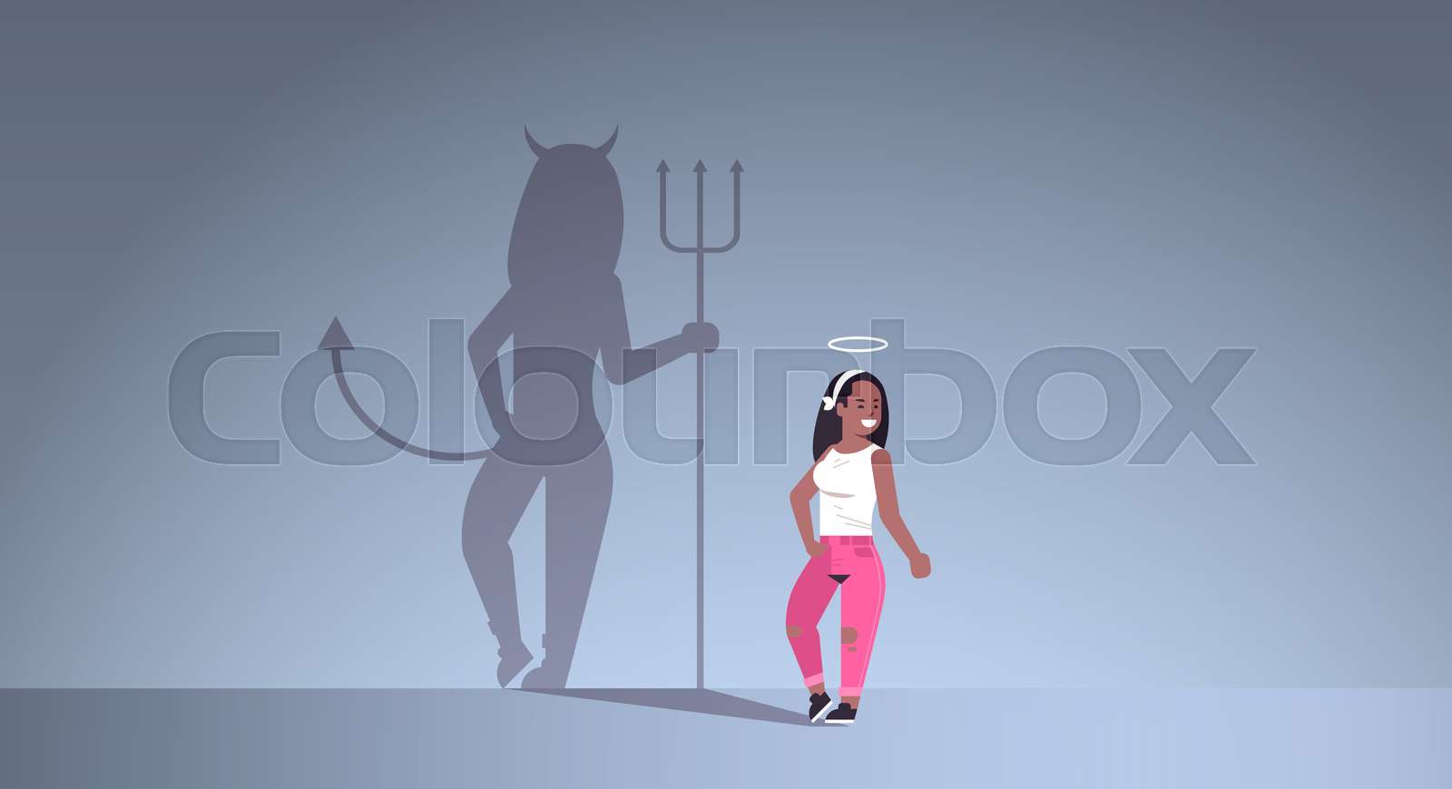 african american girl with nimbus choosing between good and evil shadow ...