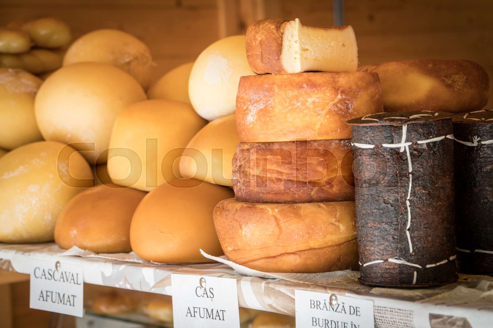 Variety of traditional romanian smoked sheep cheeses | Stock image ...