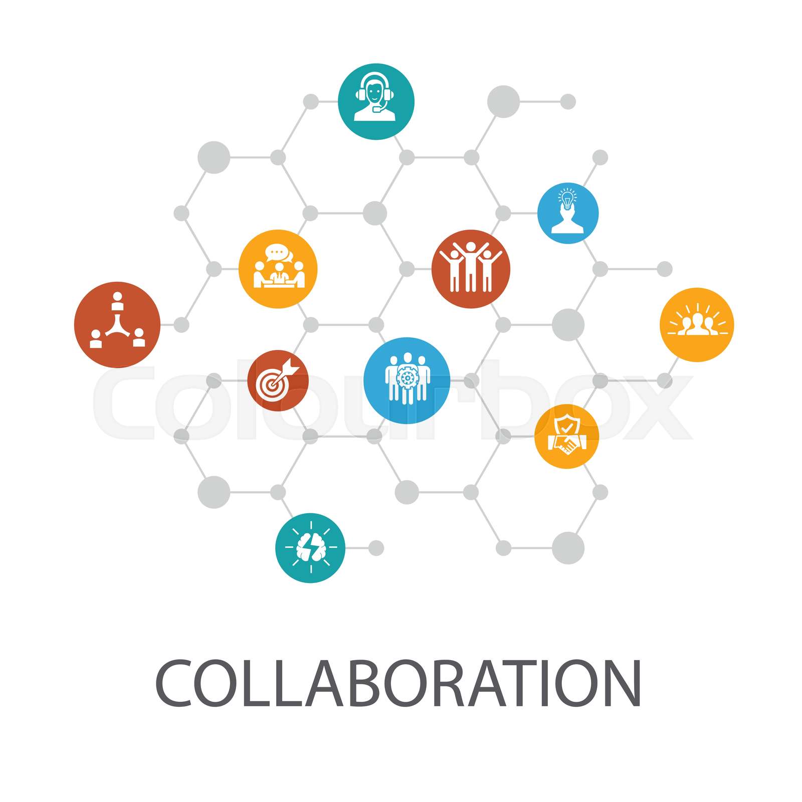 collaboration presentation template, cover layout and infographics ...