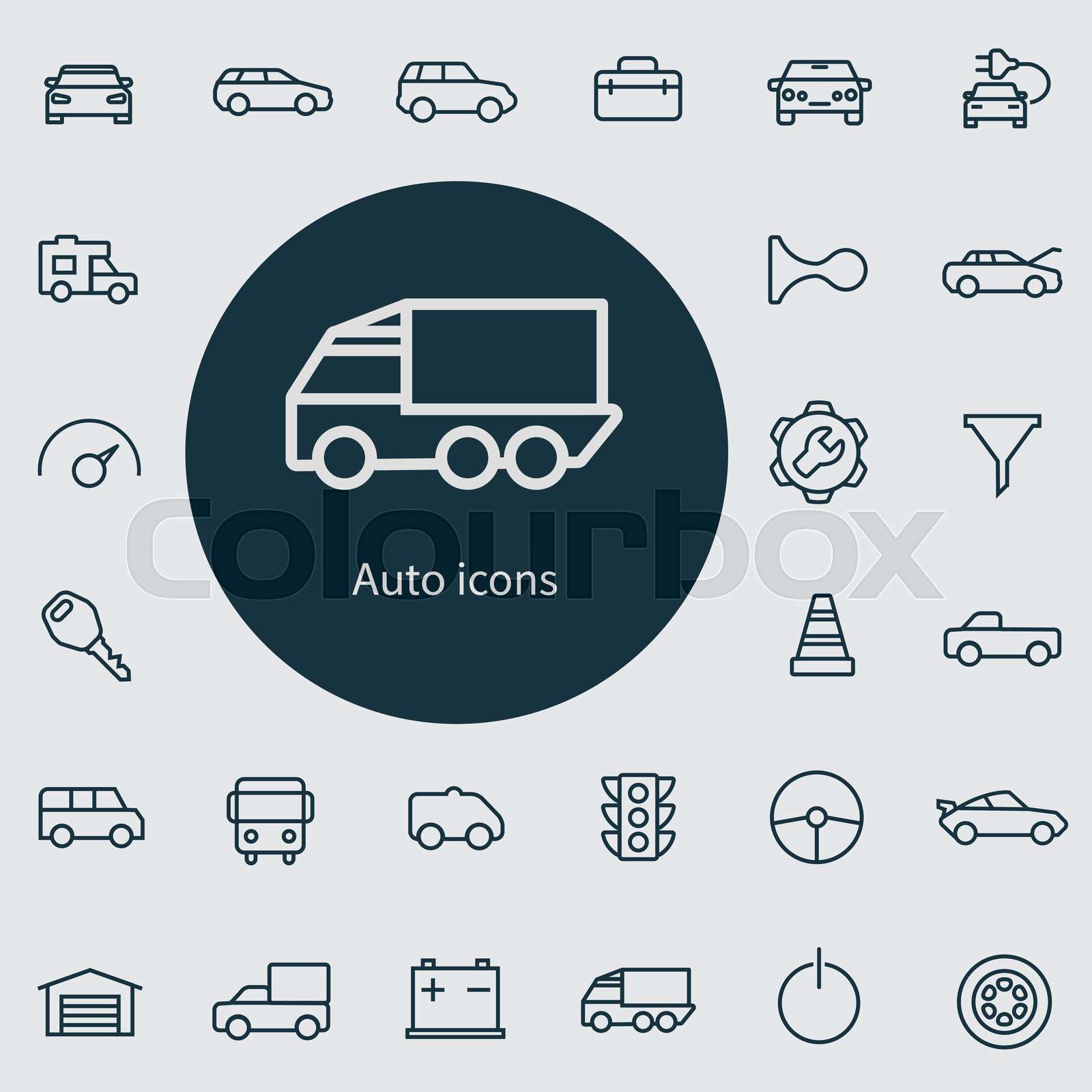 auto outline, thin, flat, digital icon set. | Stock vector | Colourbox