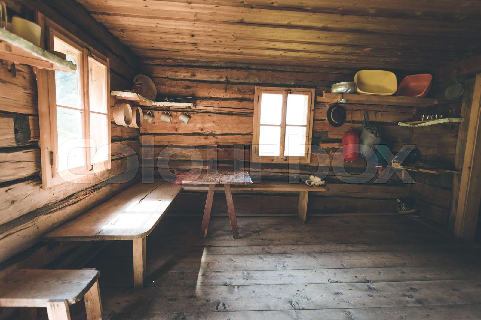 Mountain hut in Austria: rustic wooden interior | Stock image | Colourbox