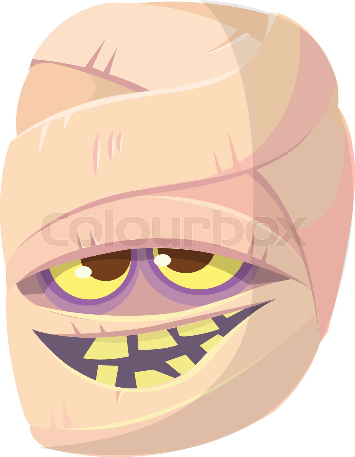 Cartoon smiling mummy face icon. Vector clip art illustration of mummy ...