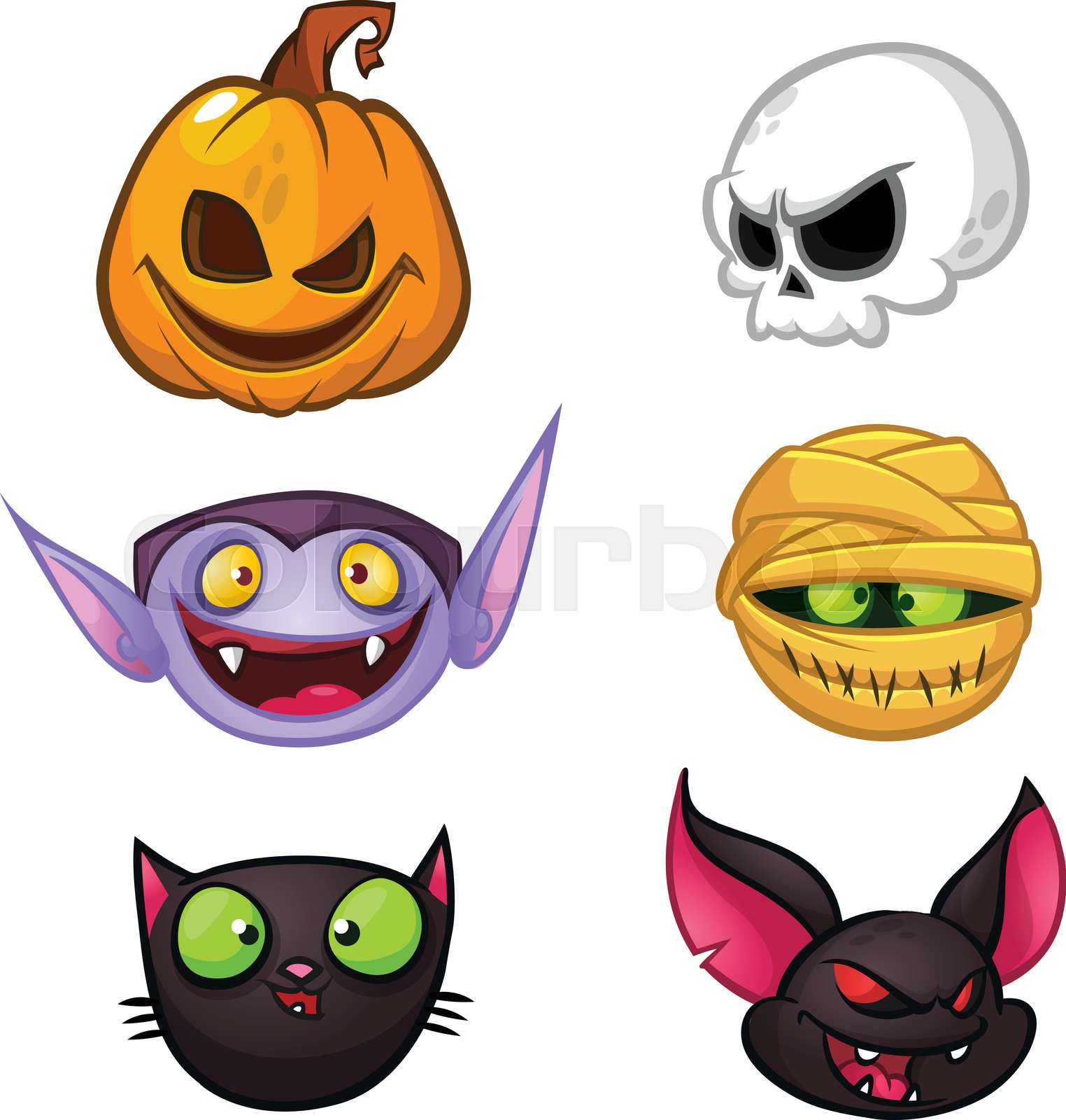 Halloween characters faces set | Stock vector | Colourbox
