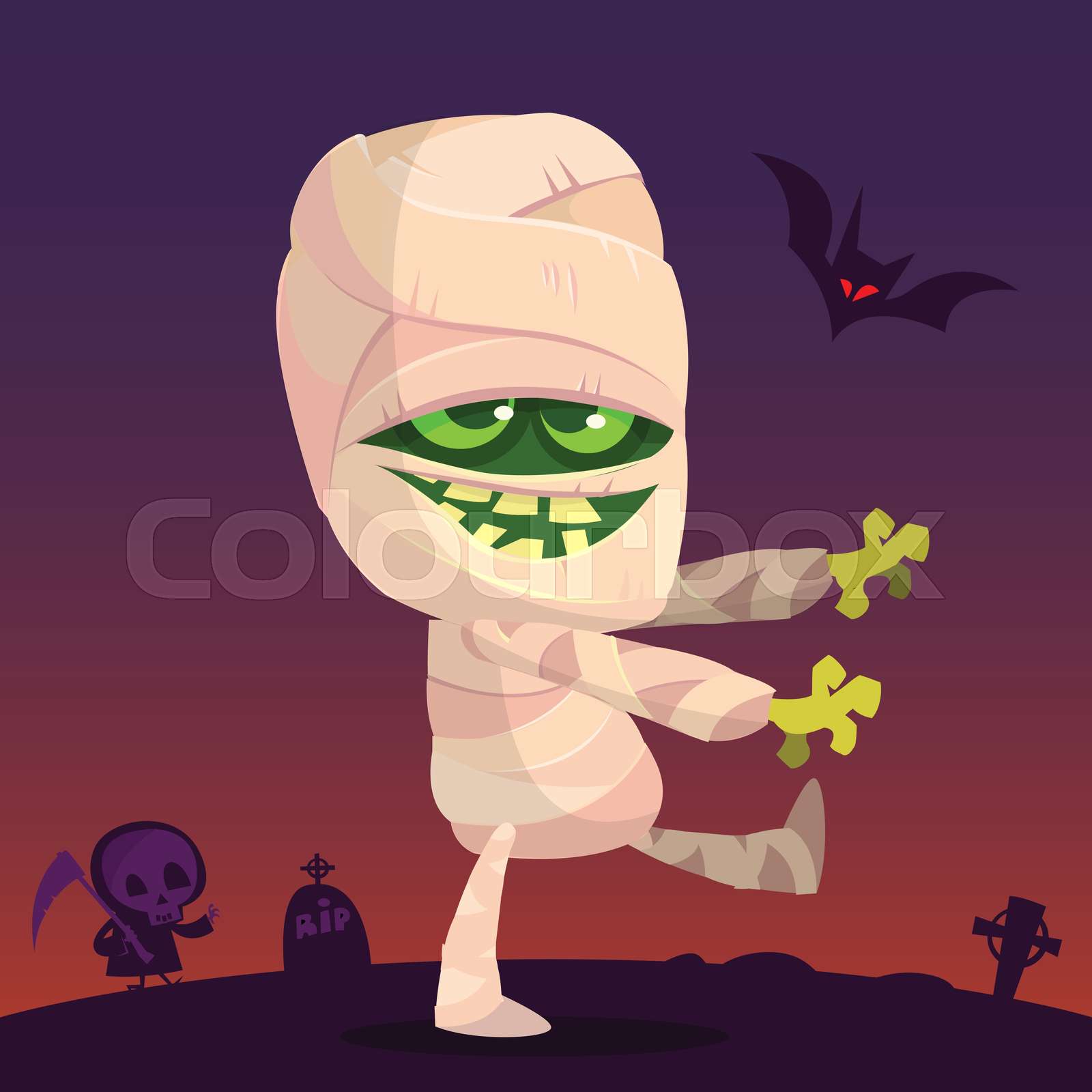 Cartoon walking mummy character | Stock vector | Colourbox