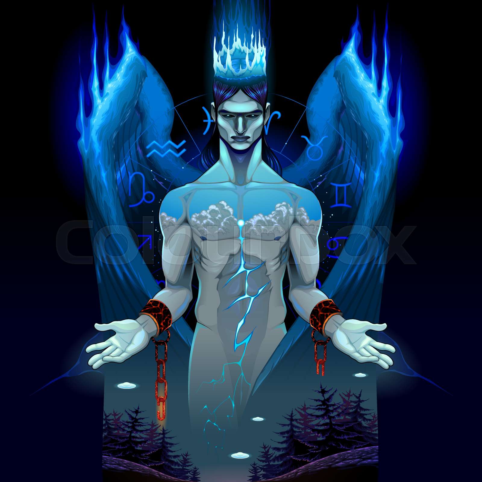 Representation of a dark chained angel | Stock vector | Colourbox