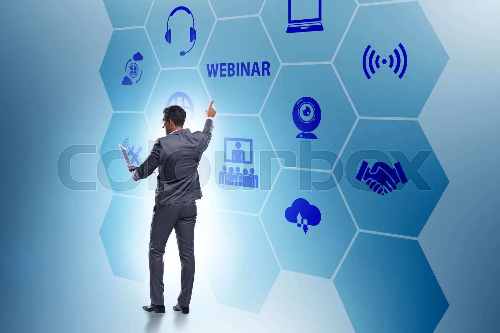 Businessman in online webinar concept | Stock image | Colourbox