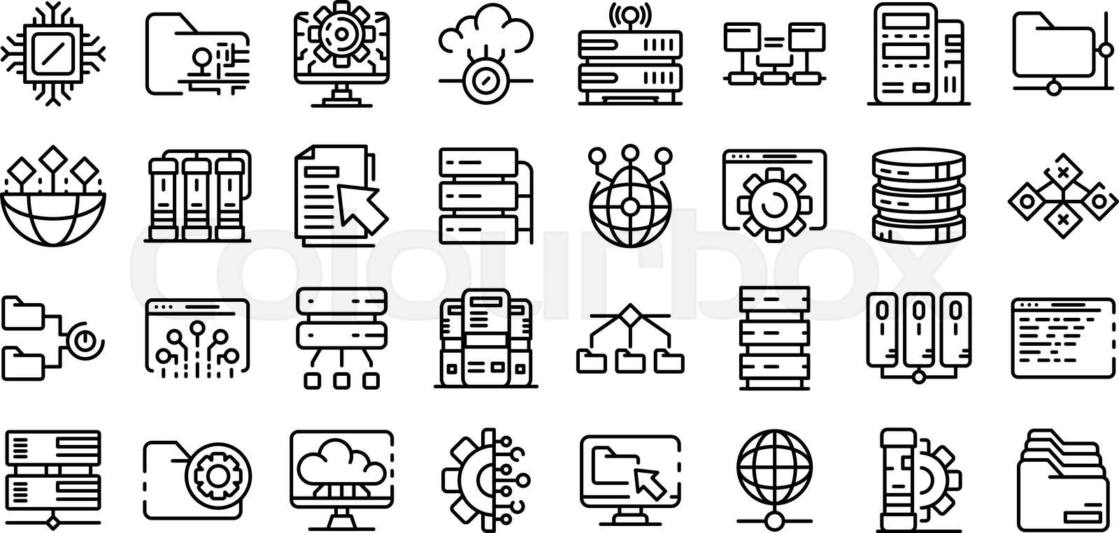 daten, mittelpunkt, icons | Stock-Vektor | Colourbox