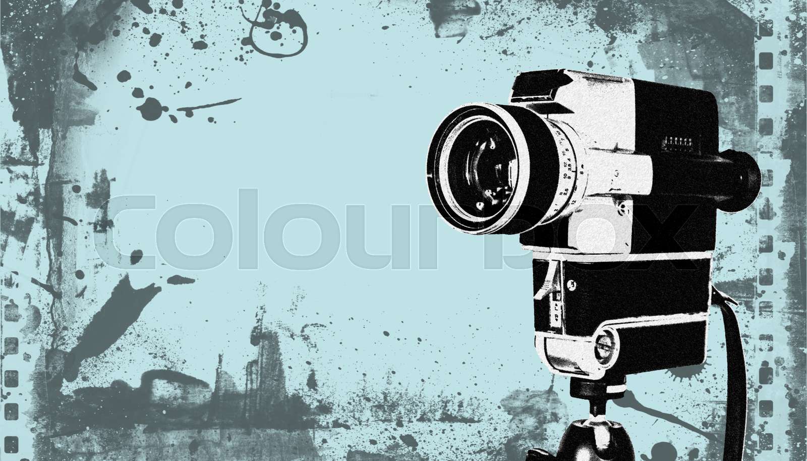 Vintage old movie camera, design graphic with copy space | Stock image ...