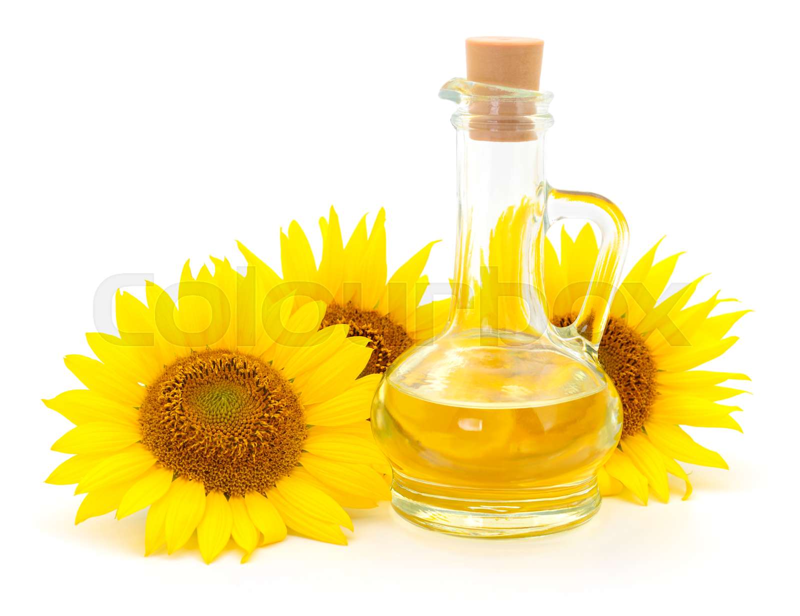 Sunflower oil and flower. | Stock image | Colourbox