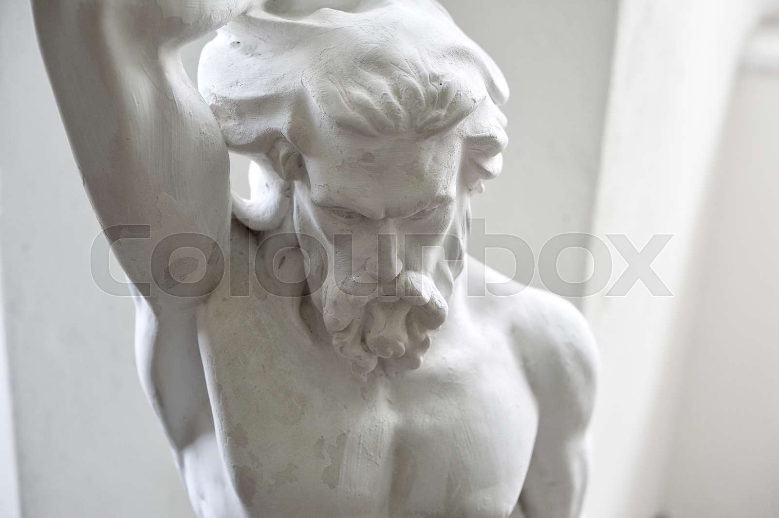 Head and shoulders detail of ancient sculpture of man | Stock image ...