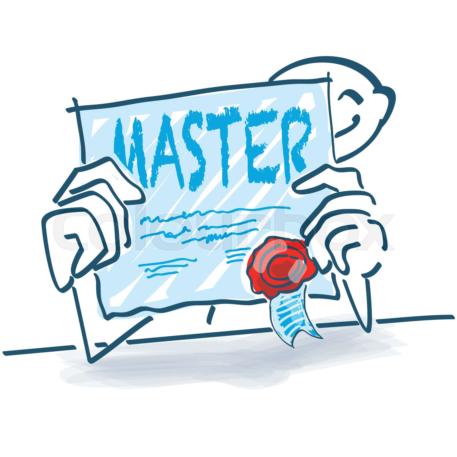 Strichmännchen mit Auszeichnungen und Master in der Hand | Stock-Vektor ...