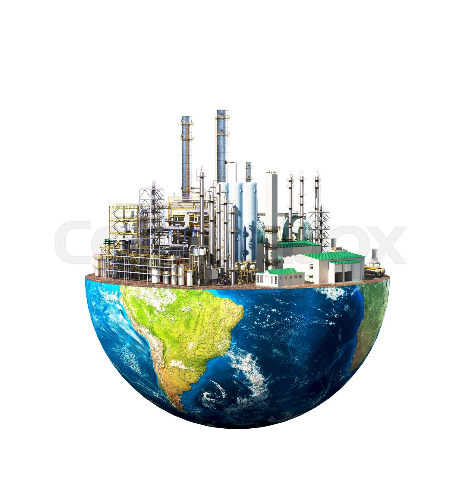 Environmental pollution concept. Plant on planet Earth. 3d illustration ...