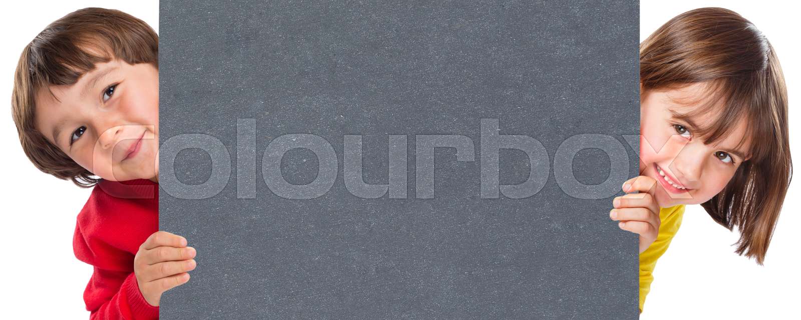 Children kids young girl boy copyspace slate marketing ad advert empty ...