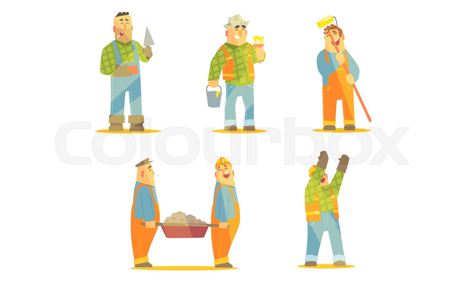 Smiling Repairman Cartoon Characters Set, Cheerful Construction Workers ...