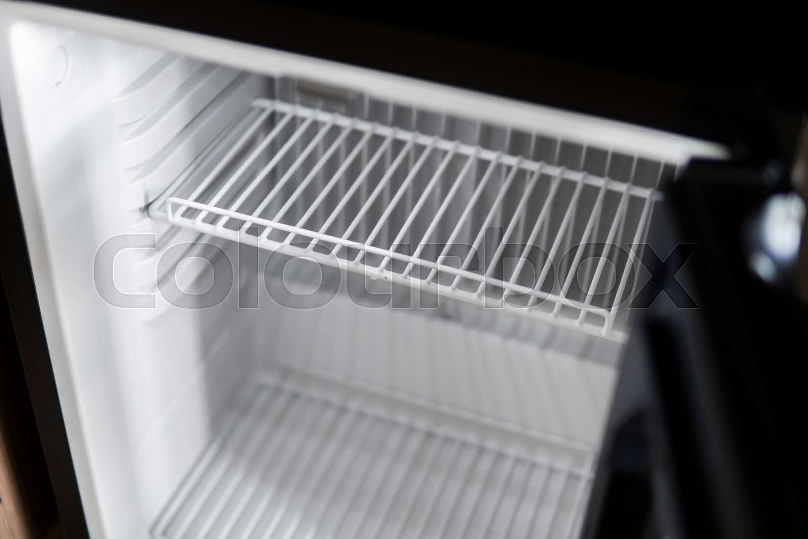 Empty open fridge with shelves, refrigerator. Empty cooler. | Stock ...