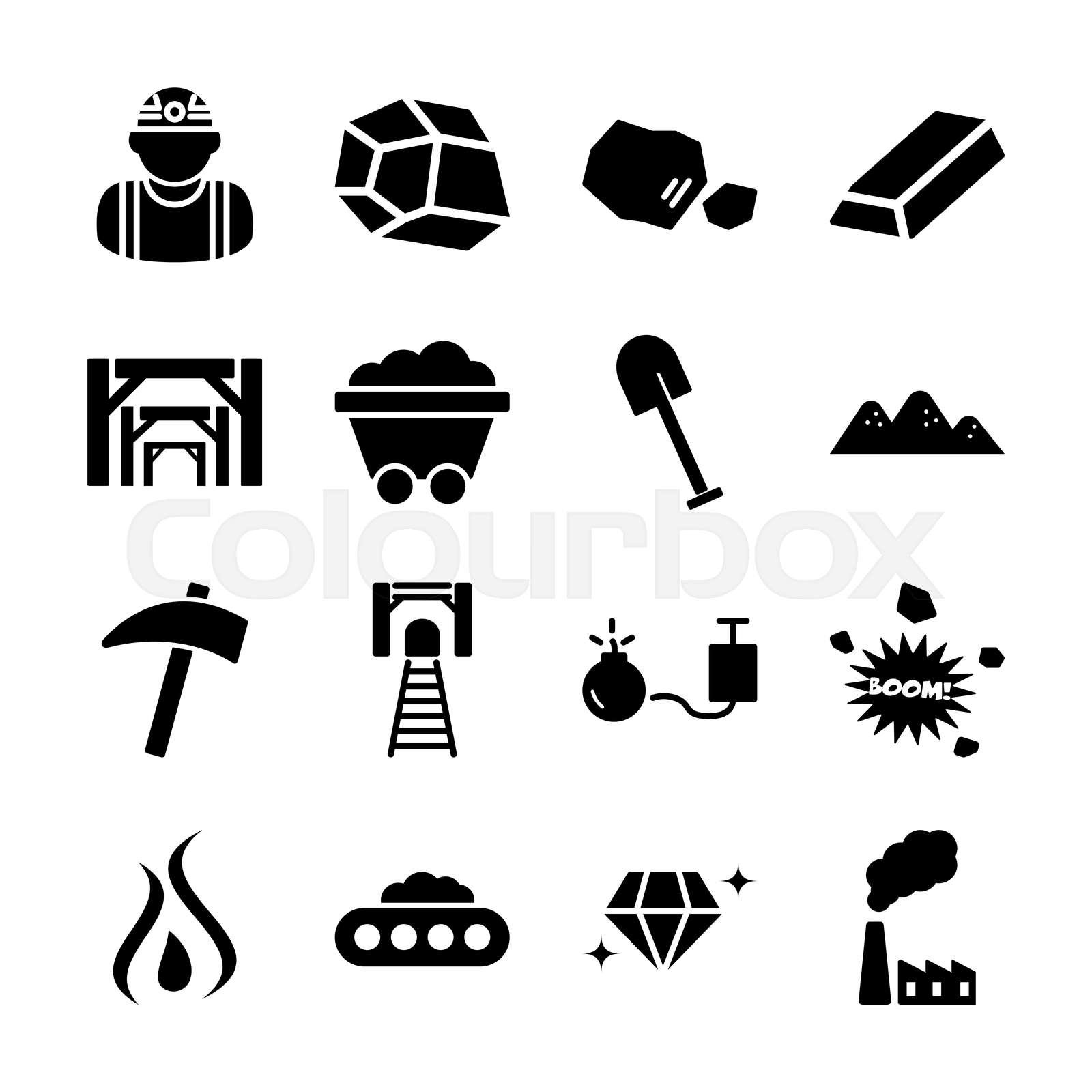 mining solid icons | Stock vector | Colourbox