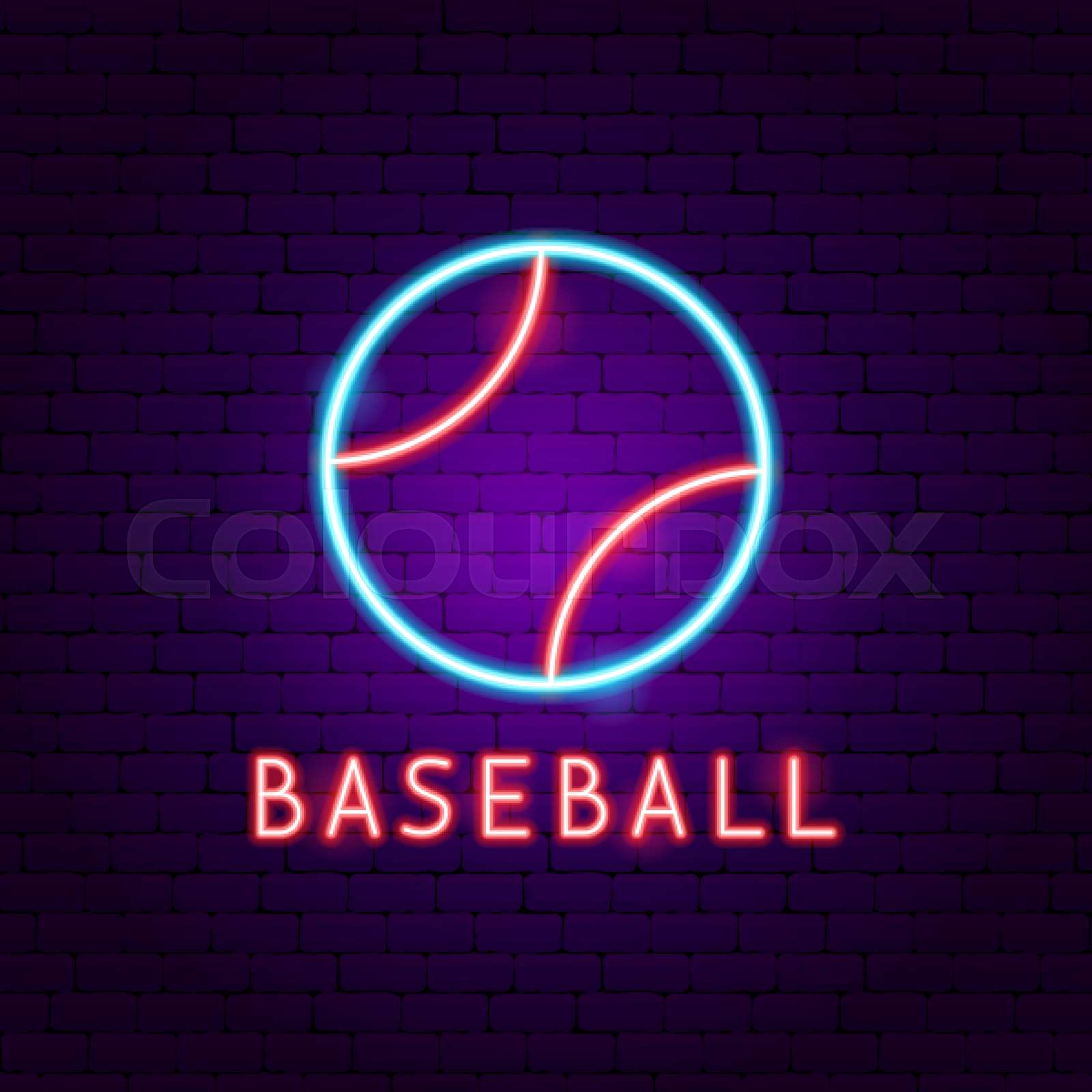 Baseball Neon Label | Stock vector | Colourbox