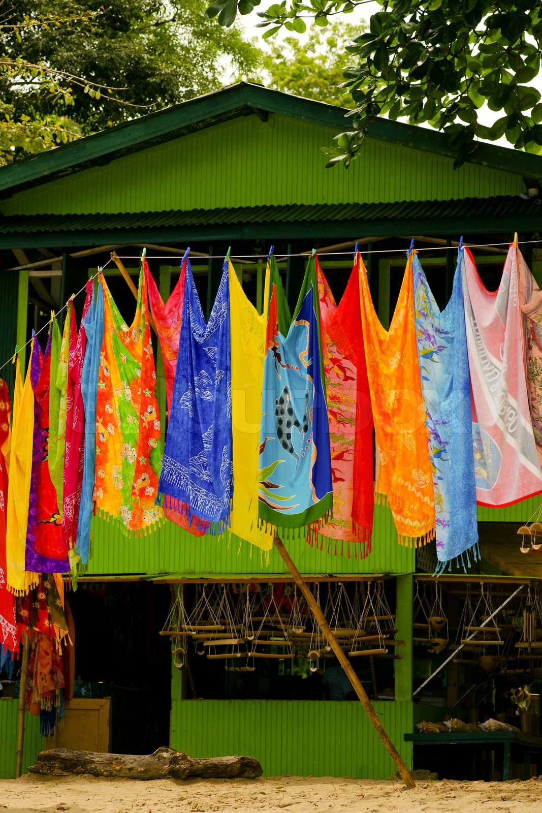 Laundry hanging on a clothes wires | Stock image | Colourbox