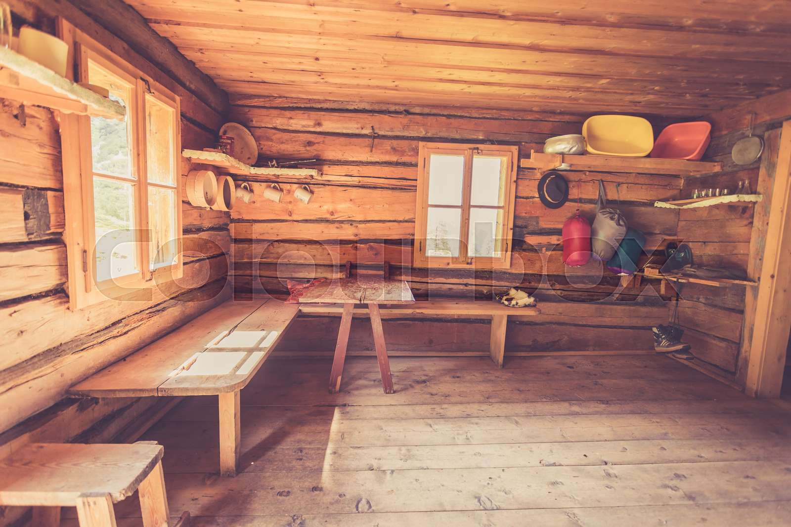 Mountain hut in Austria: rustic wooden interior | Stock image | Colourbox