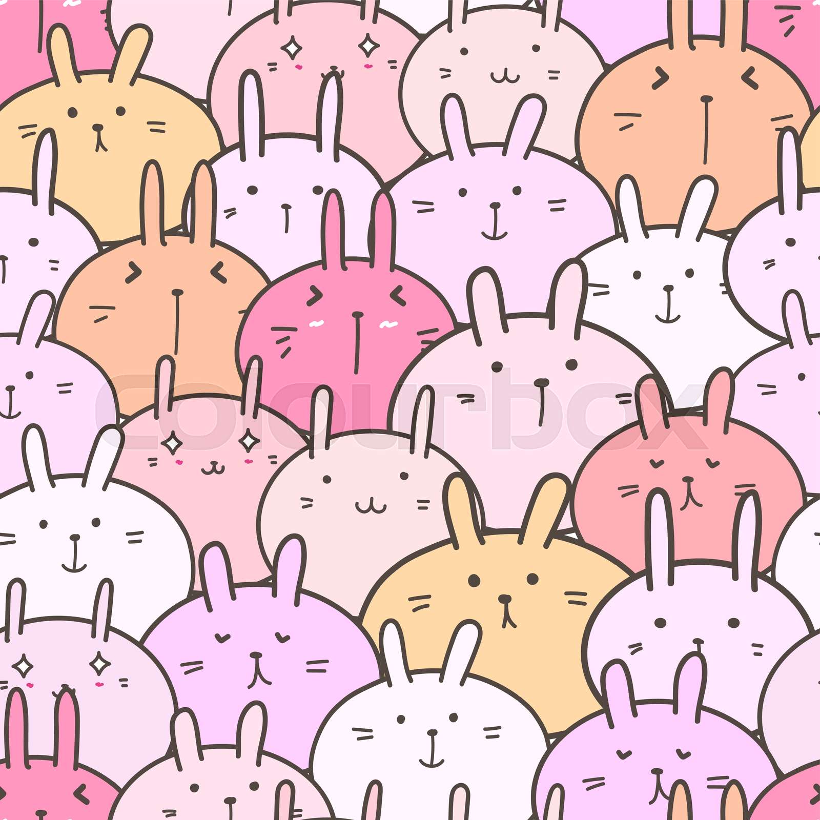 Cute bunny seamless pattern background. Vector illustration. | Stock ...