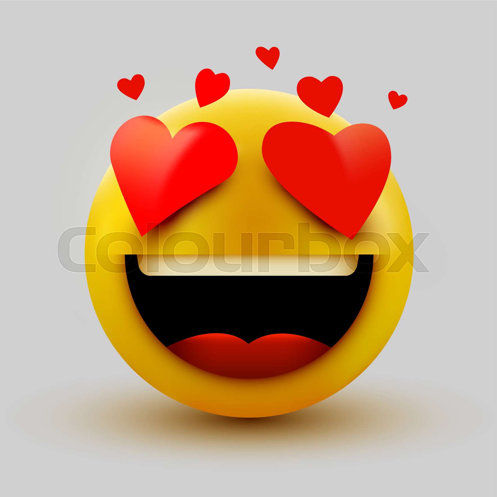 Smile in love emoticon icon, love hearts in eyes. Vector emoticon emoji ...