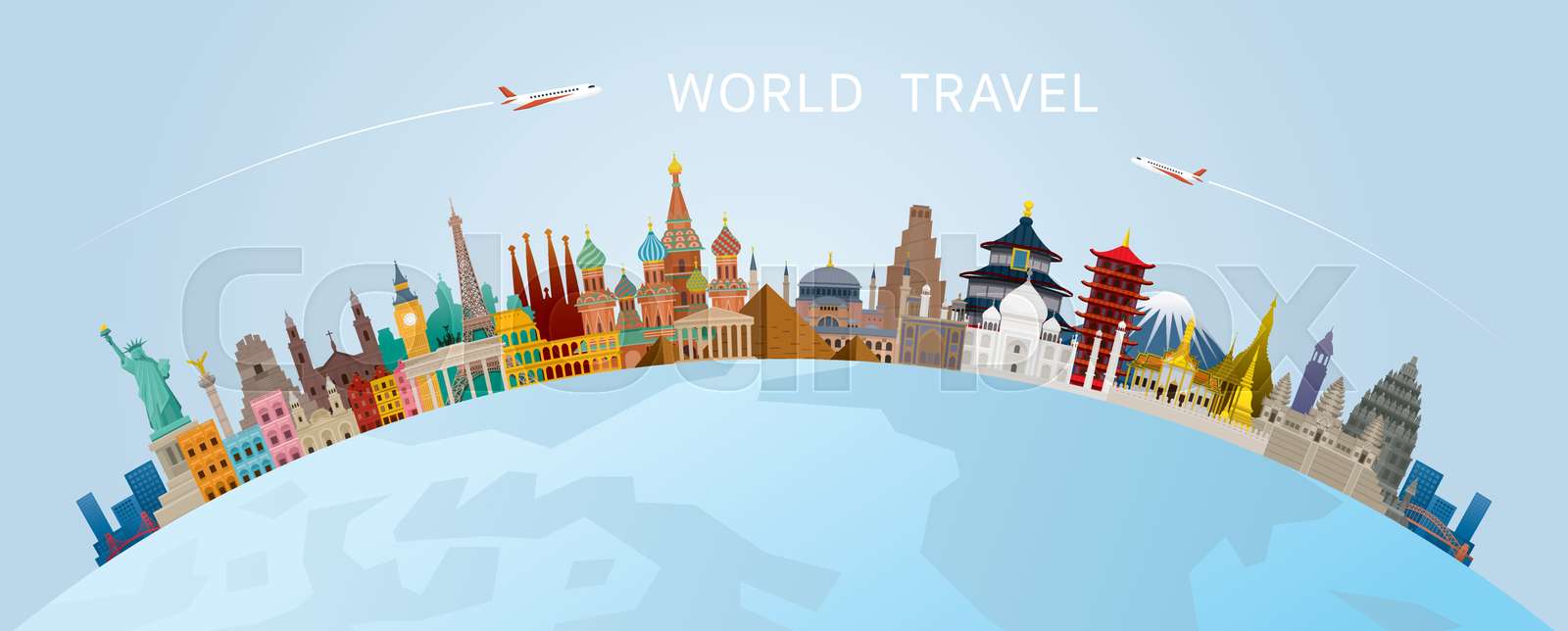 World Skyline Curve Landmarks in Flat Design | Stock vector | Colourbox