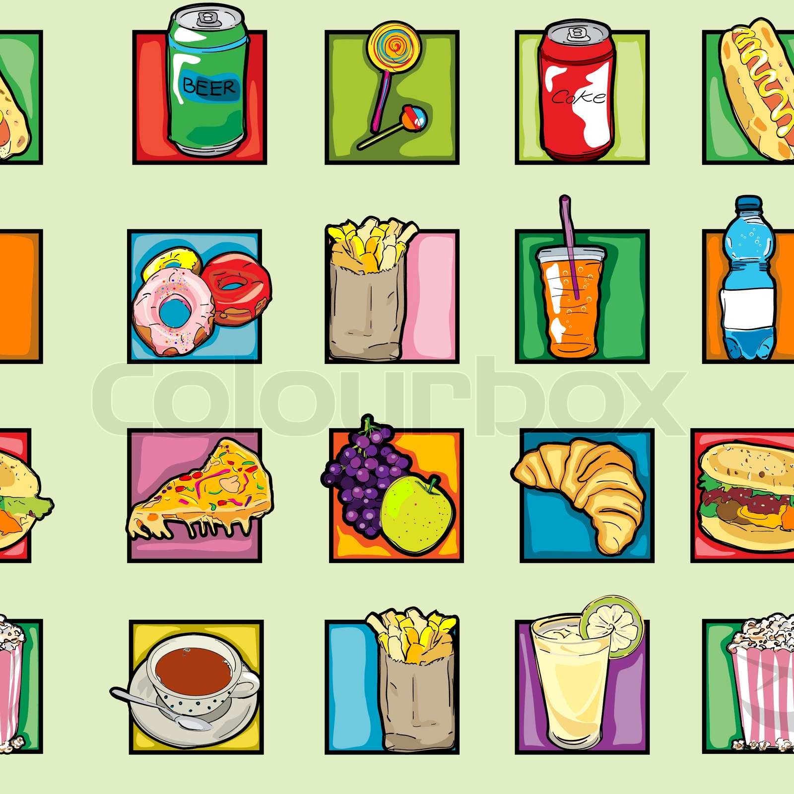 pop art food pattern | Stock vector | Colourbox