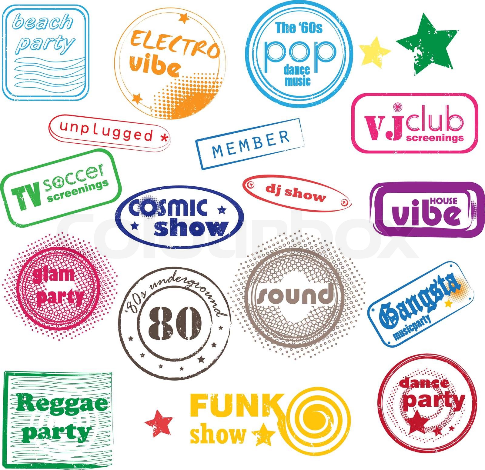 club music stamps | Stock vector | Colourbox