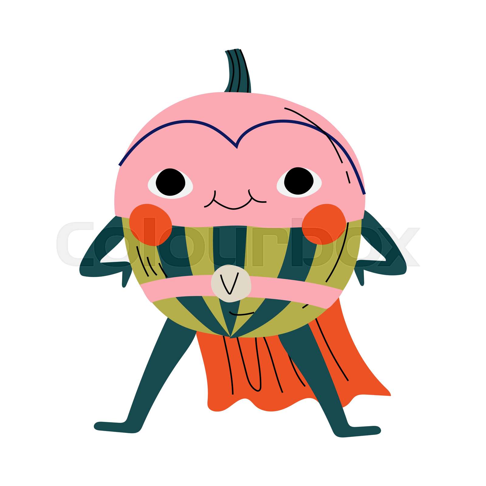 Cute Superhero Watermelon in Mask and Cape, Funny Fruit Cartoon ...